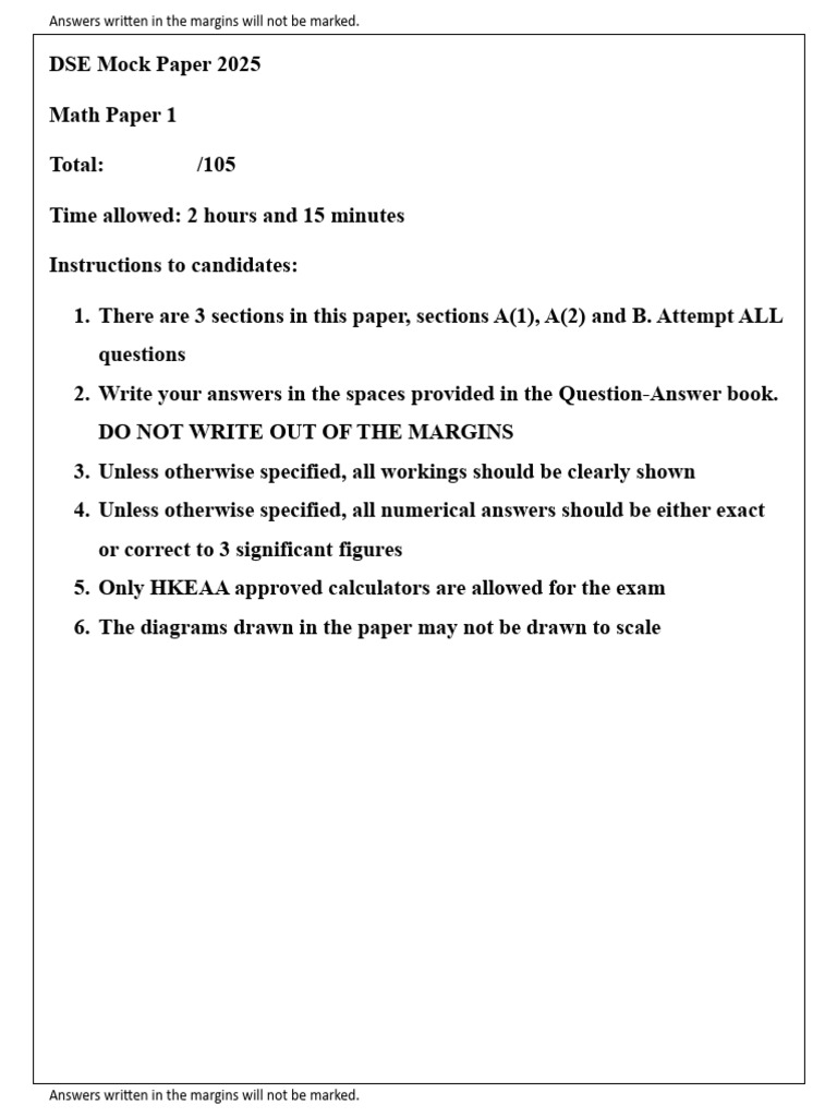 2025 DSE Mock Paper 1 - Set 2 | PDF | Euclidean Geometry | Geometry