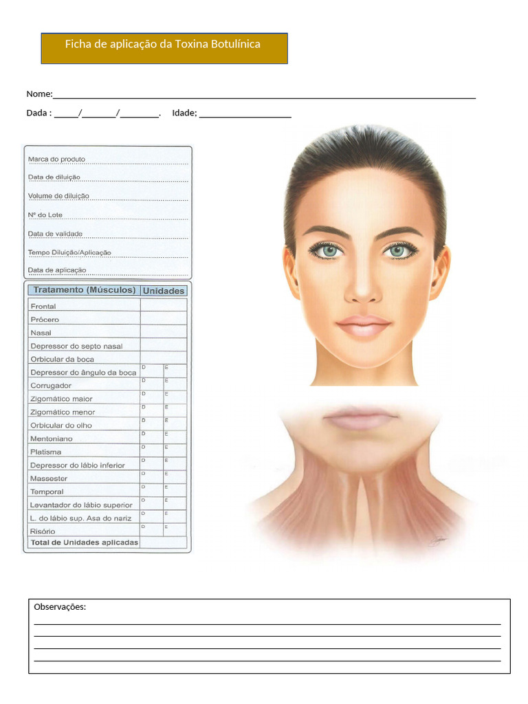 ficha de aplicação botox | PDF