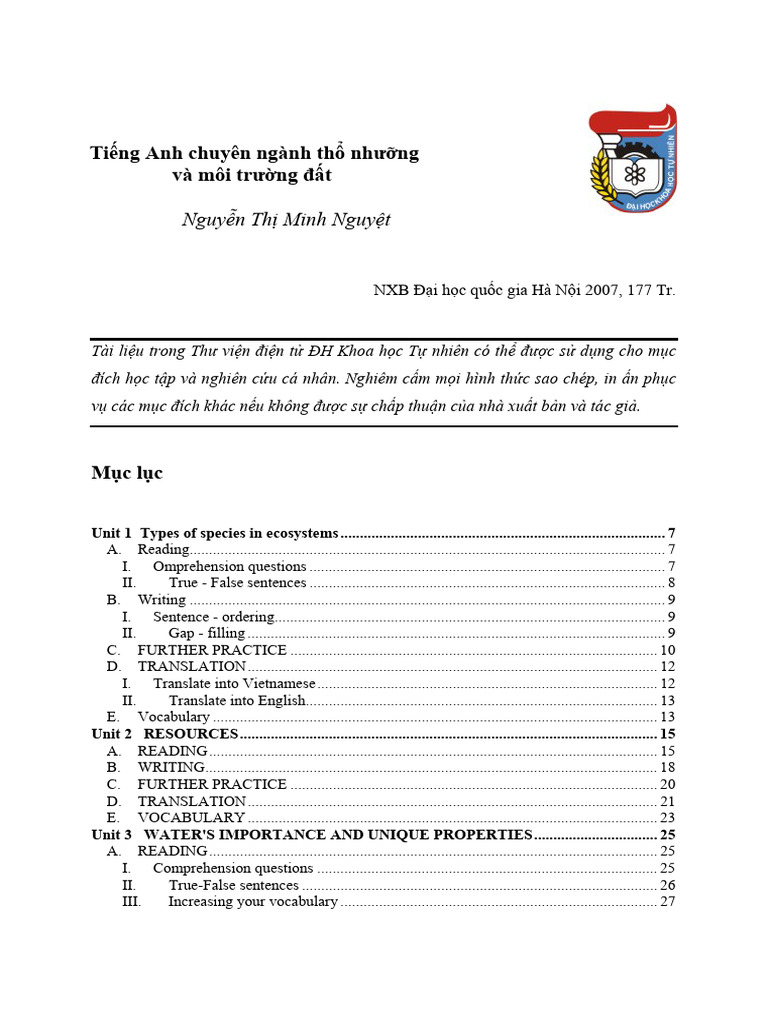 Tieng Anh Chuyen Nganh Tho Nhuong Va Moi Truong Dat | PDF | Renewable ...