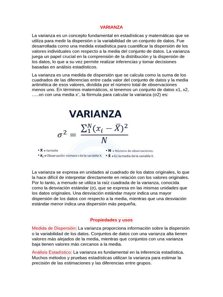Varianza, Rango, Desviación Estándar y Coeficiente de Variación. | PDF | Diferencia | Desviación ...