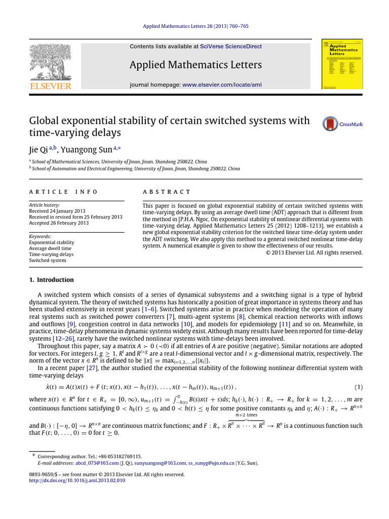 Qi, J., & Sun, Y. (2013) - Global Exponential Stability of Certain ...