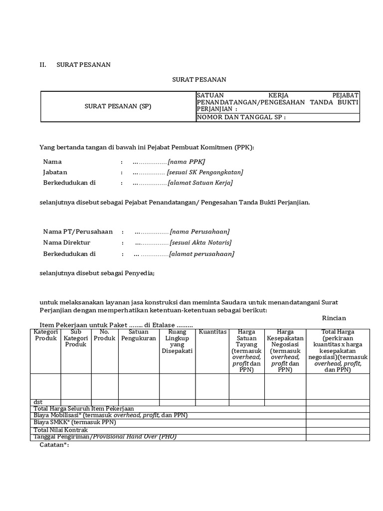 Contoh Surat Pesanan E-Katalog | PDF
