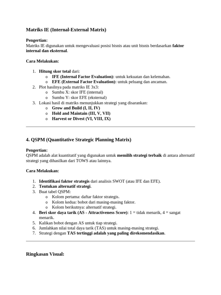 Matriks IE (Internal-External Matrix) | PDF