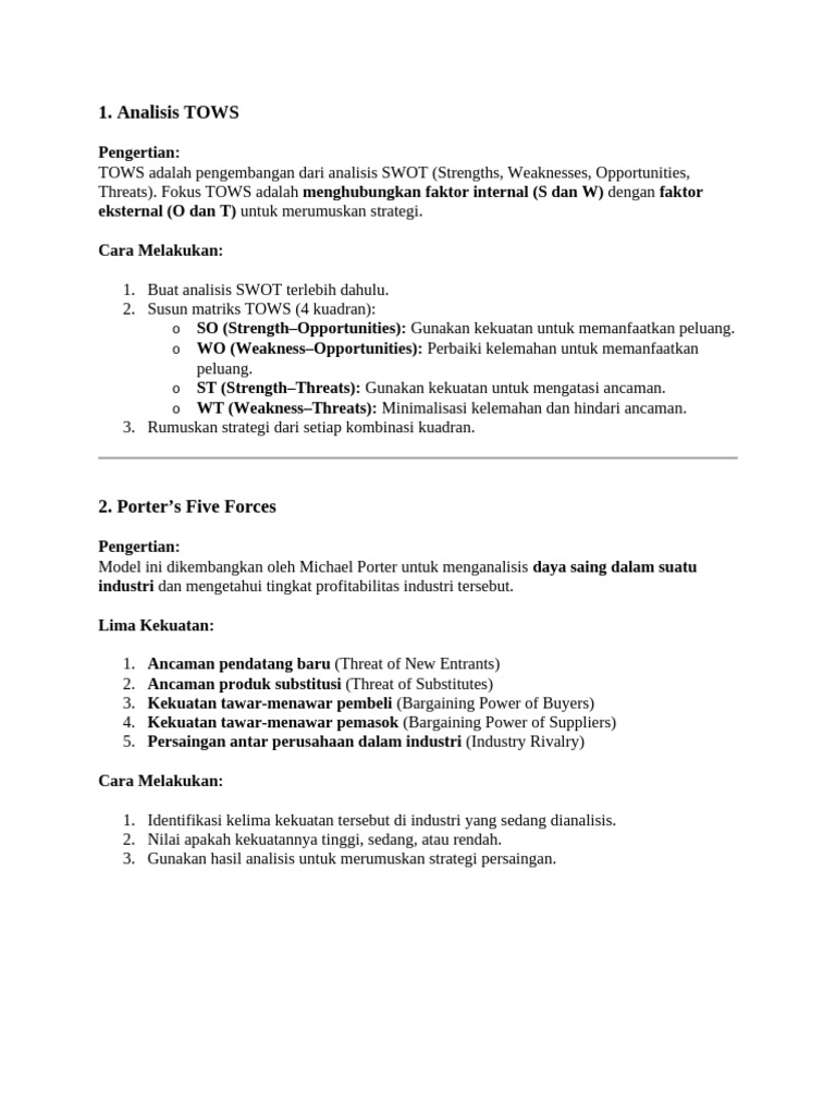 Analisis TOWS | PDF