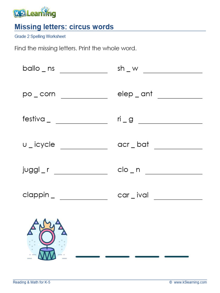 Grade 2 Missing Letters Worksheet | PDF