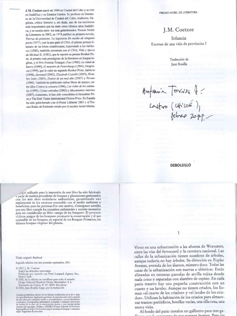 J.M Coetzee - Infancia | PDF