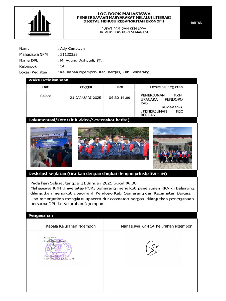 Log Book KKN: Pemberdayaan Ngempon | PDF