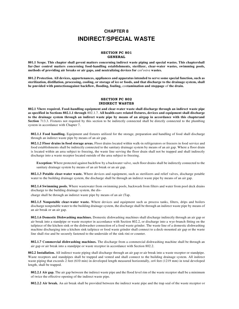 Plumbing Code: Indirect Waste Rules | PDF | Plumbing | Pipe (Fluid ...