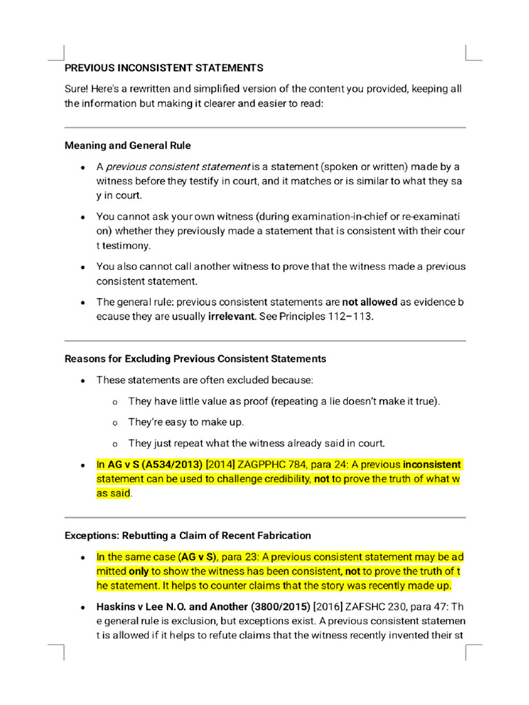 Previous Consistent Statementss - Phoenix | PDF