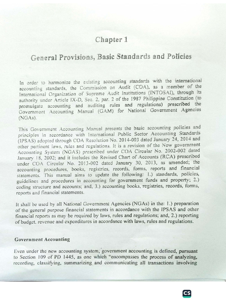 Chapter 1 Government Accounting | PDF