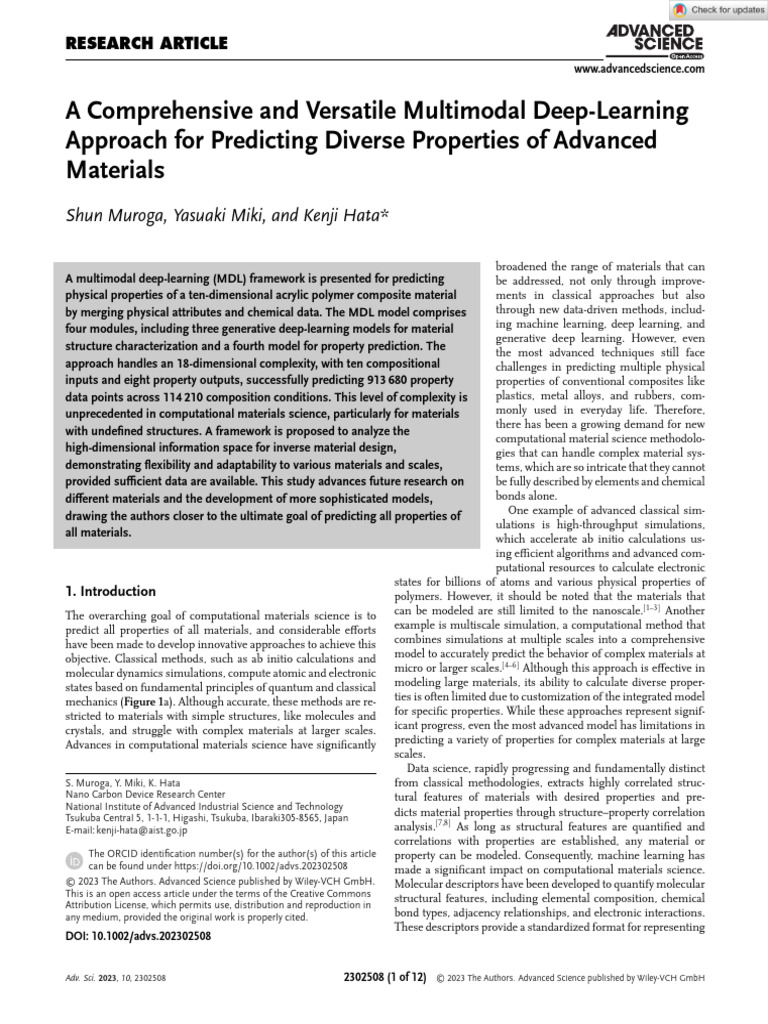 Advanced Science - 2023 - Muroga - A Comprehensive and Versatile Multimodal Deep Learning ...