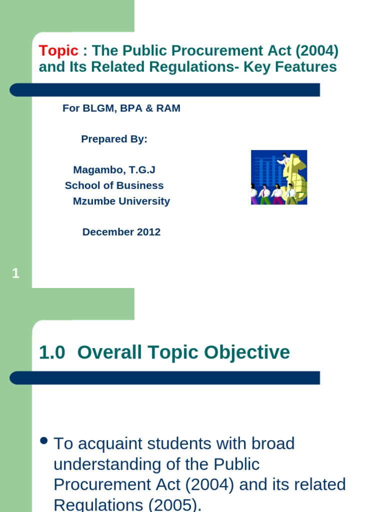 Topic - Public Procurement Act (2004) - Key Features - Improved Dec ...