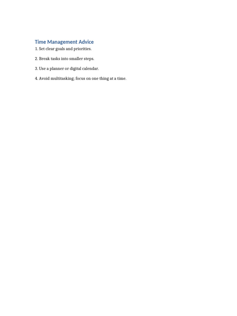 Time Management Advice | PDF