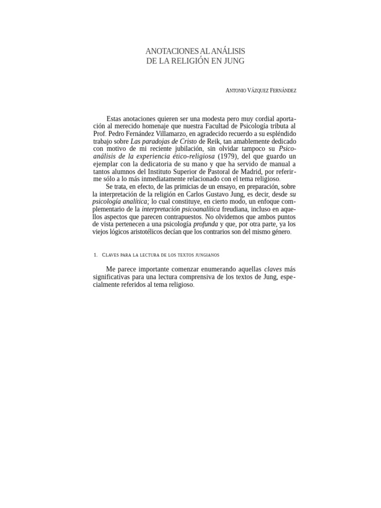 Analisis de La Religion en Jung (Vazquez) | PDF | Carl Jung | Mente ...