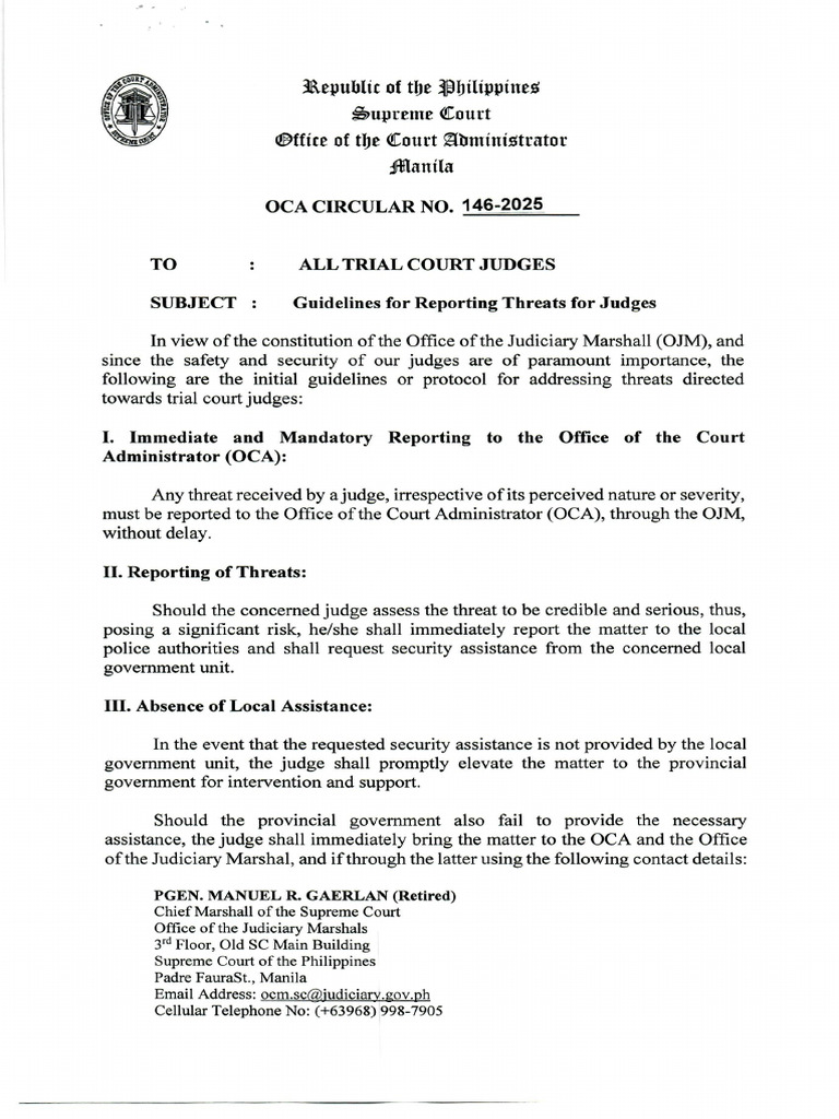 OCA Circular No. 146-2025 | PDF