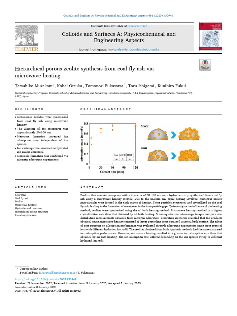 Hierarchical Porous Zeolite Synthesis From Coal Fly Ash via Microwave ...