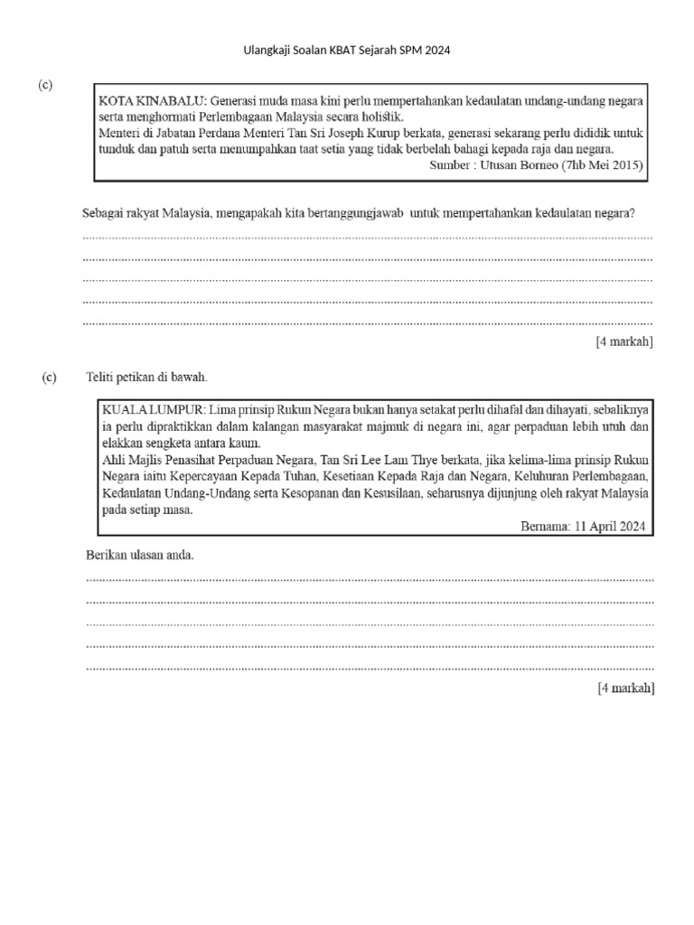 Solan Sejarah SPM Trial 2024 | PDF