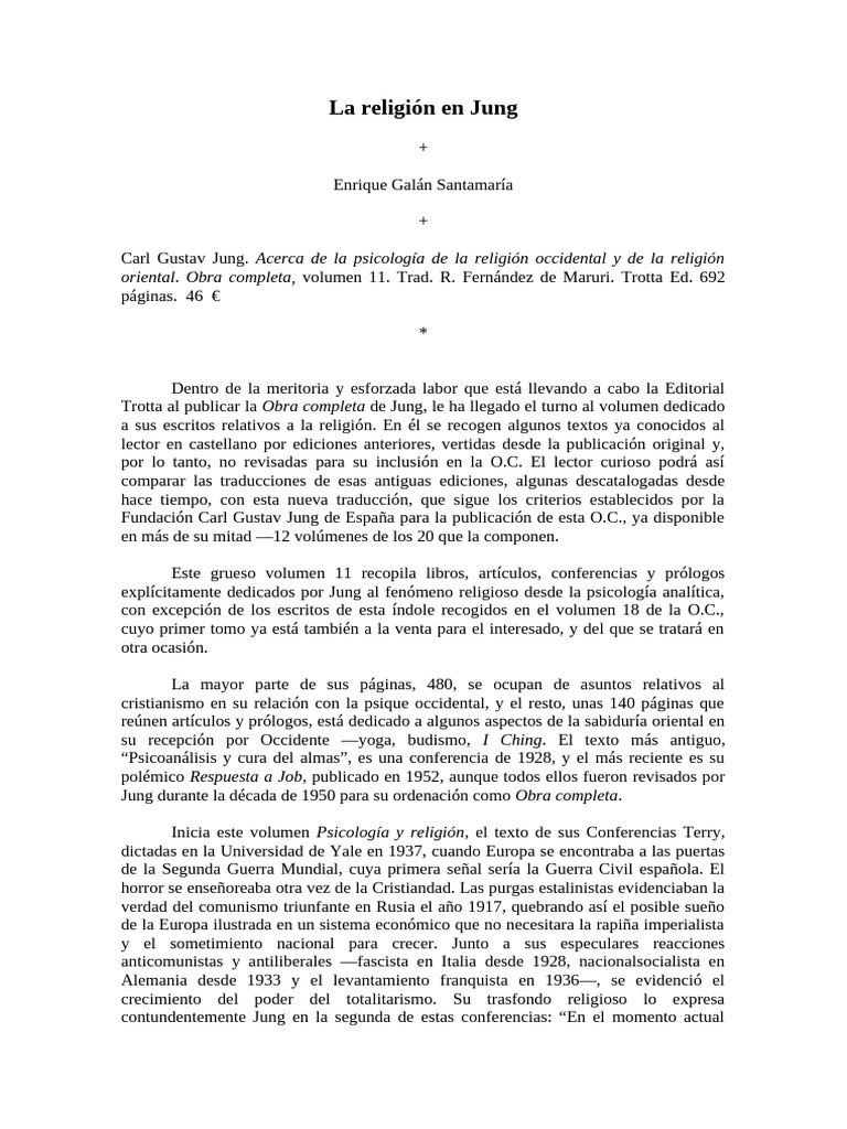 La religión en la obra de Jung | PDF | Carl Jung