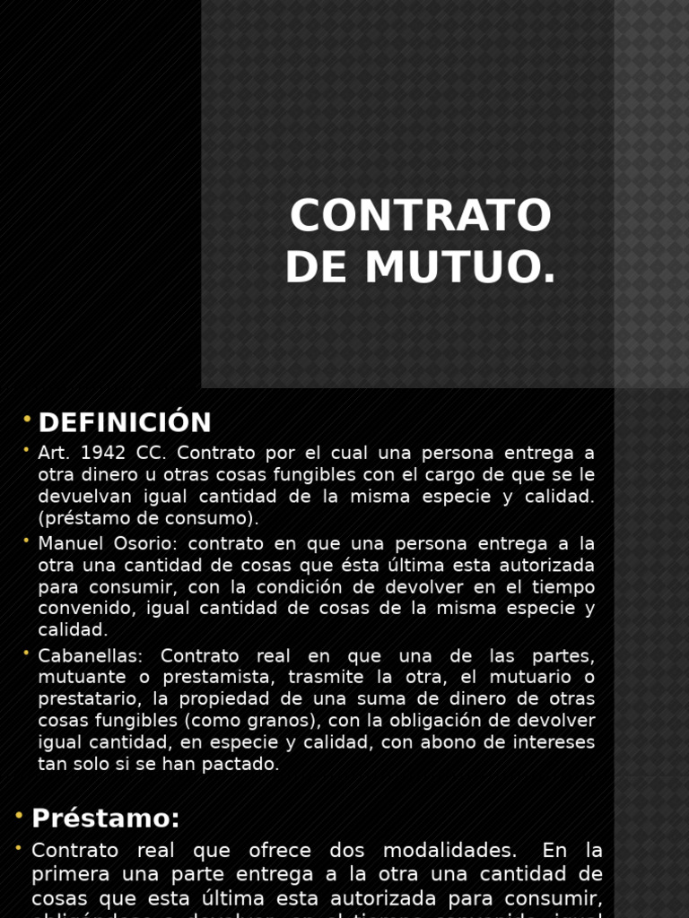 Contrato de Mutuo: Definición y Características | PDF | Hipotecas ...