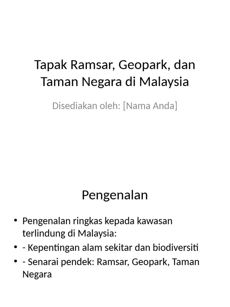 Tapak Ramsar Geopark Taman Negara Malaysia | PDF