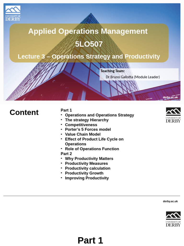 Week 3 - Lecture 3 Operations Strategy | PDF | Supply Chain | I Pod