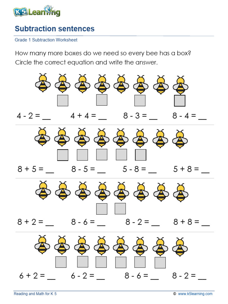 Grade 1 Subtraction Sentences e | PDF