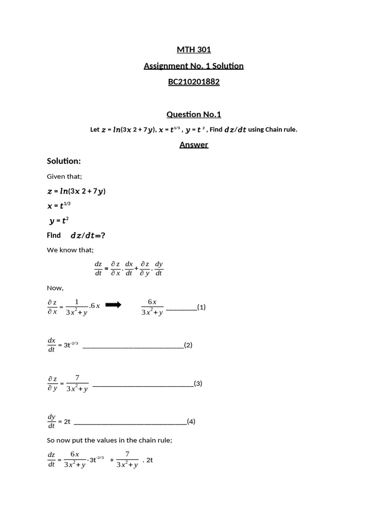 MTH301 Assignment No.1 | PDF