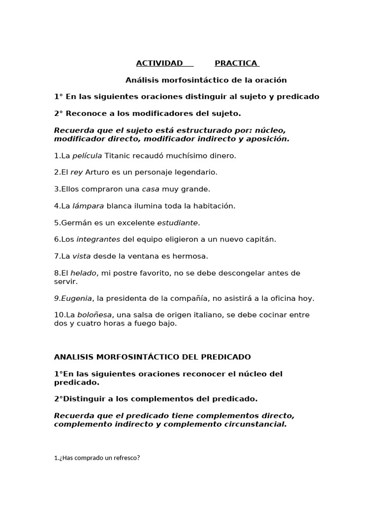 ACTIVIDAD PRACTICA Complementos | PDF