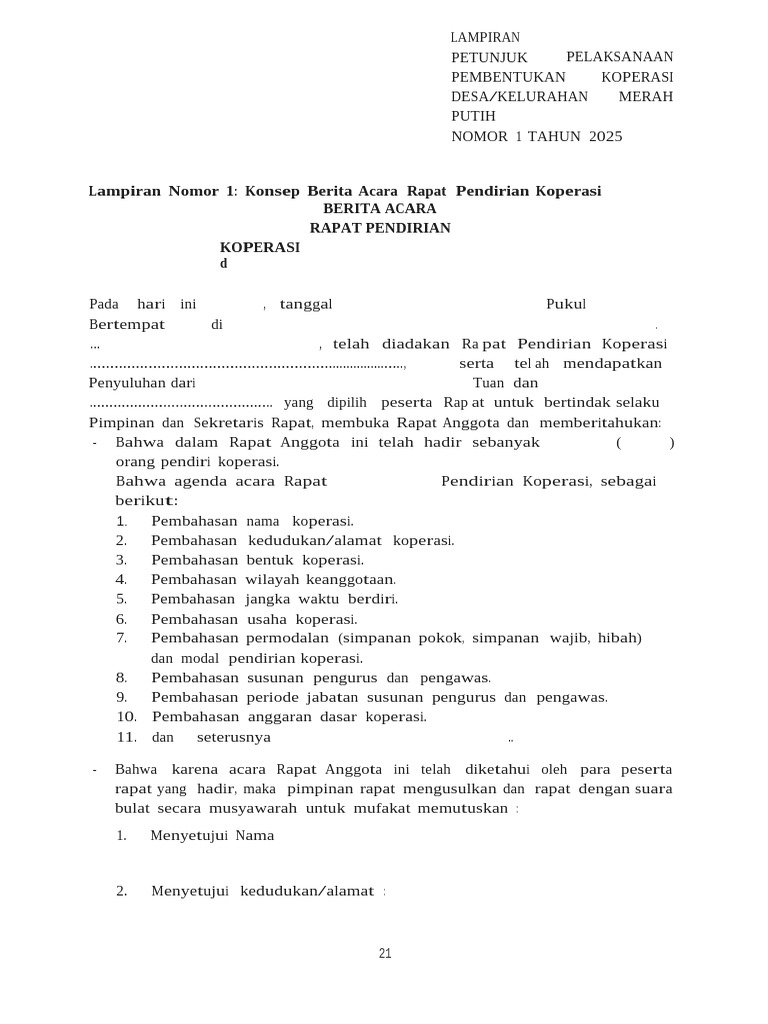 Form_Berita_Acara_Pendirian_Baru_Koperasi_Merah_Putih[1] | PDF