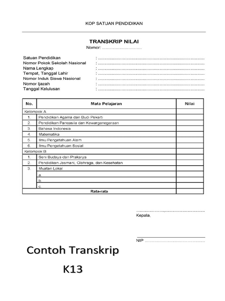 Transkrip Belakang | PDF
