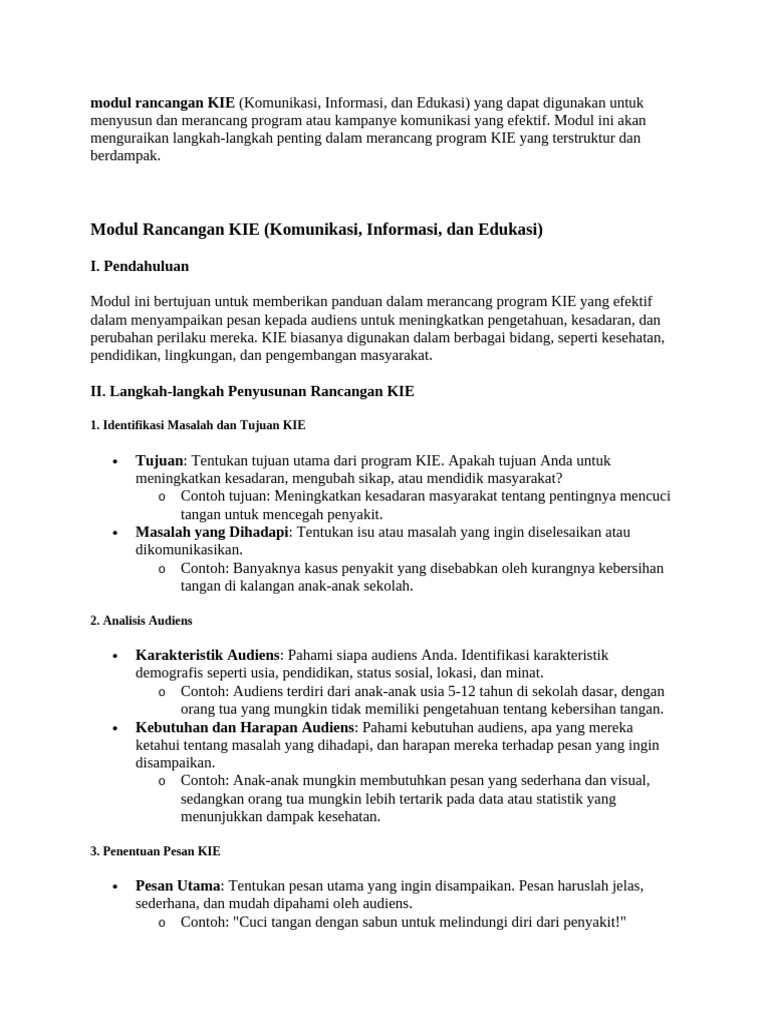 Rancangan Program KIE Kebersihan Lingkungan | PDF