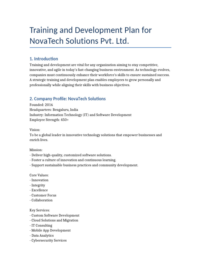 NovaTech Training and Development Plan | PDF | Business