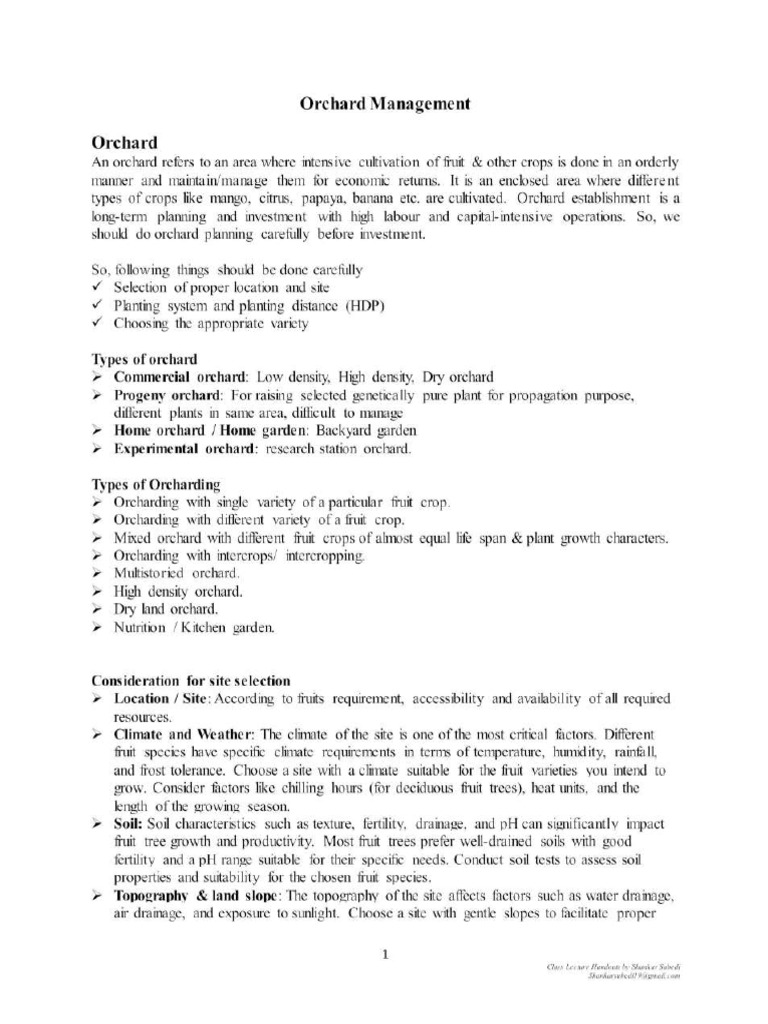Orchard Management | PDF