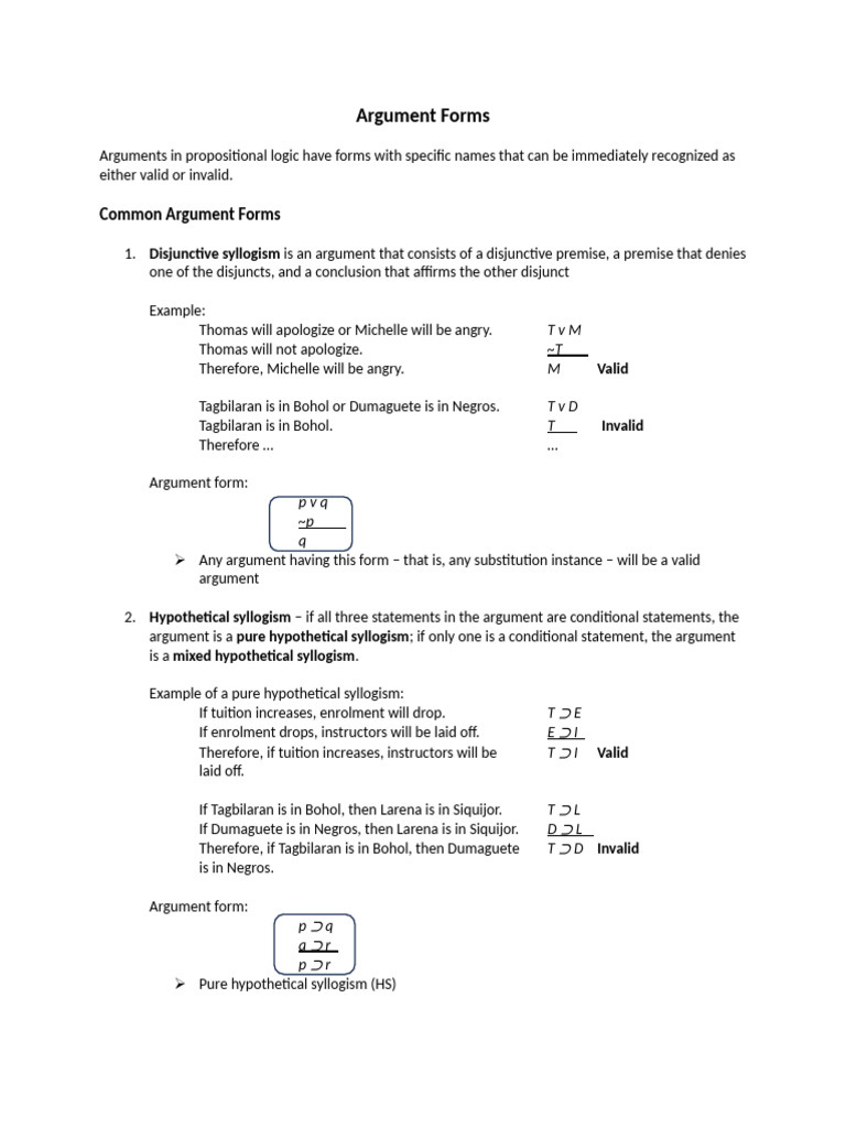 Symbolic-Logic-Argument-Forms-and-Fallacies | PDF | Argument | Logic