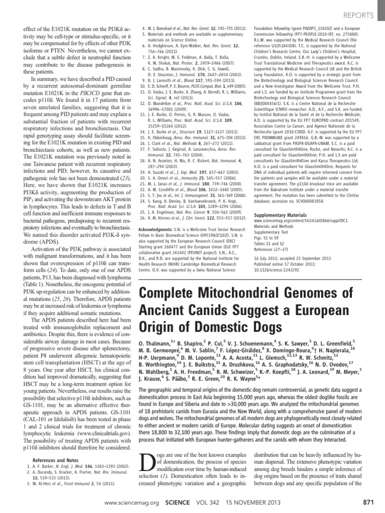 Lab 7 Reading Complete Mitochondrial Genomes of Ancient Canids Suggest ...