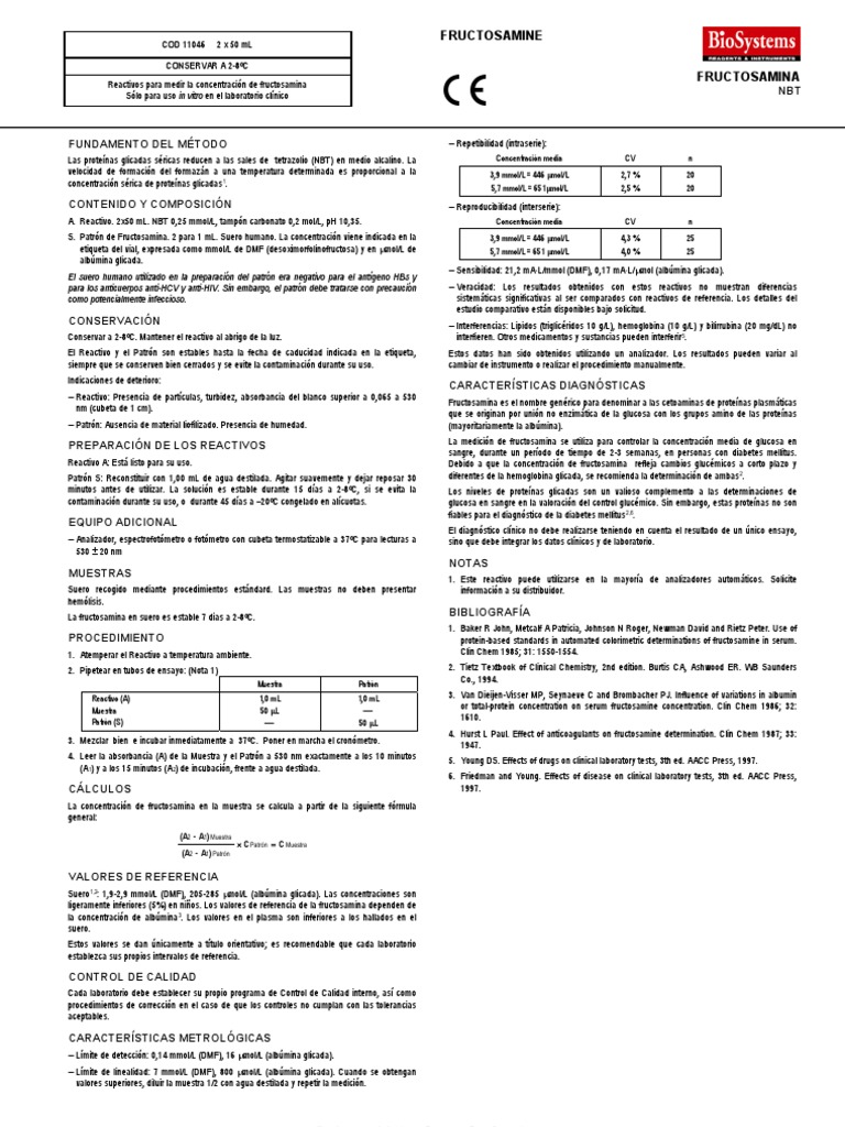 Fructosamina | PDF | Diabetes mellitus | Mole (Unidad)