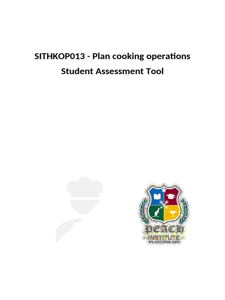 SITHKOP013 - Student Assessment Tool | PDF | Menu | Accounts Payable