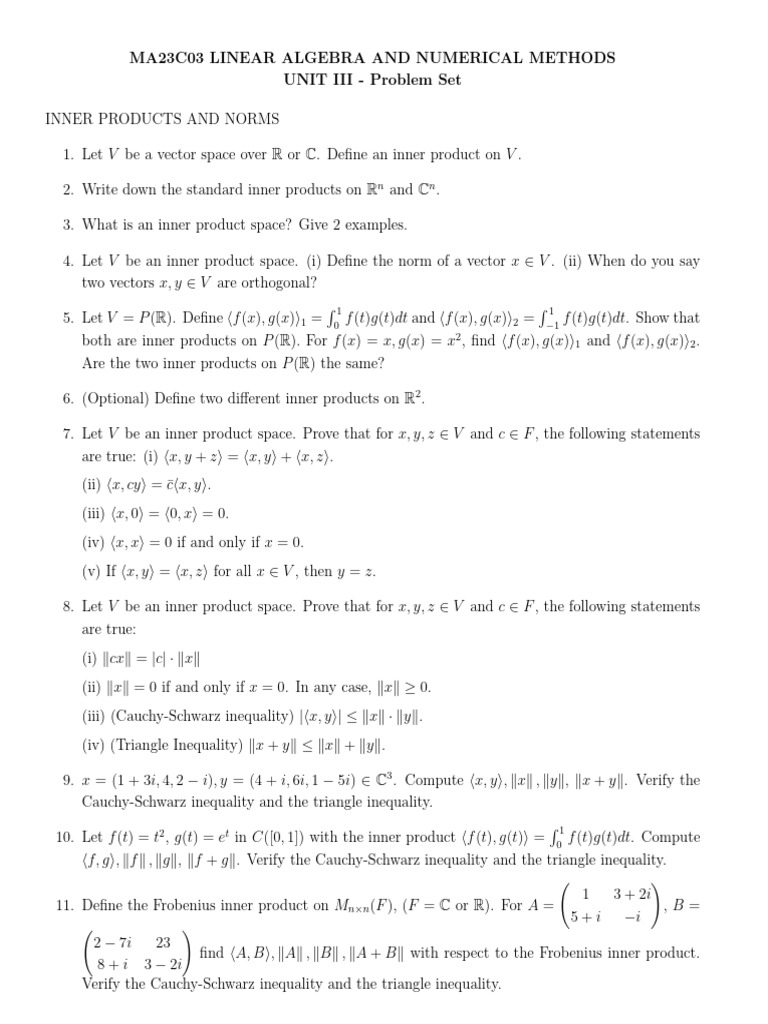 MA23C03 Unit 3 Problemset | PDF | Basis (Linear Algebra) | Abstract Algebra