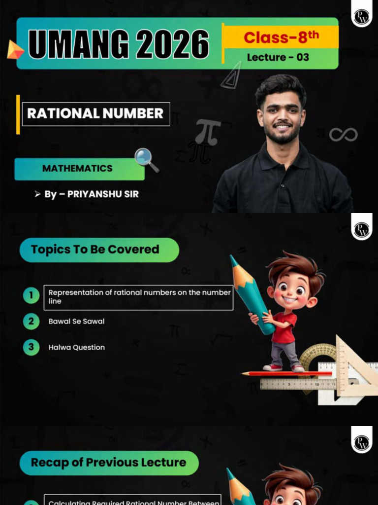 Rational Numbers 03 - Class Notes - Umang 2026 (Class 8th) | PDF