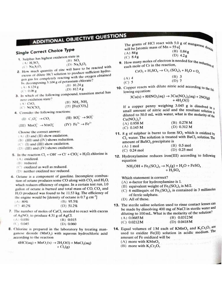 Mole Concept Worksheet | PDF