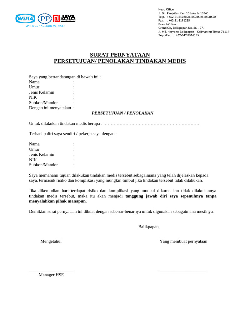 Surat Pernyataan Tindakan | PDF
