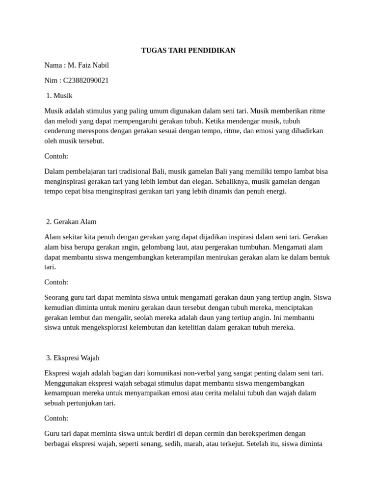 Tari Pendidikan Faiz Nabil | PDF