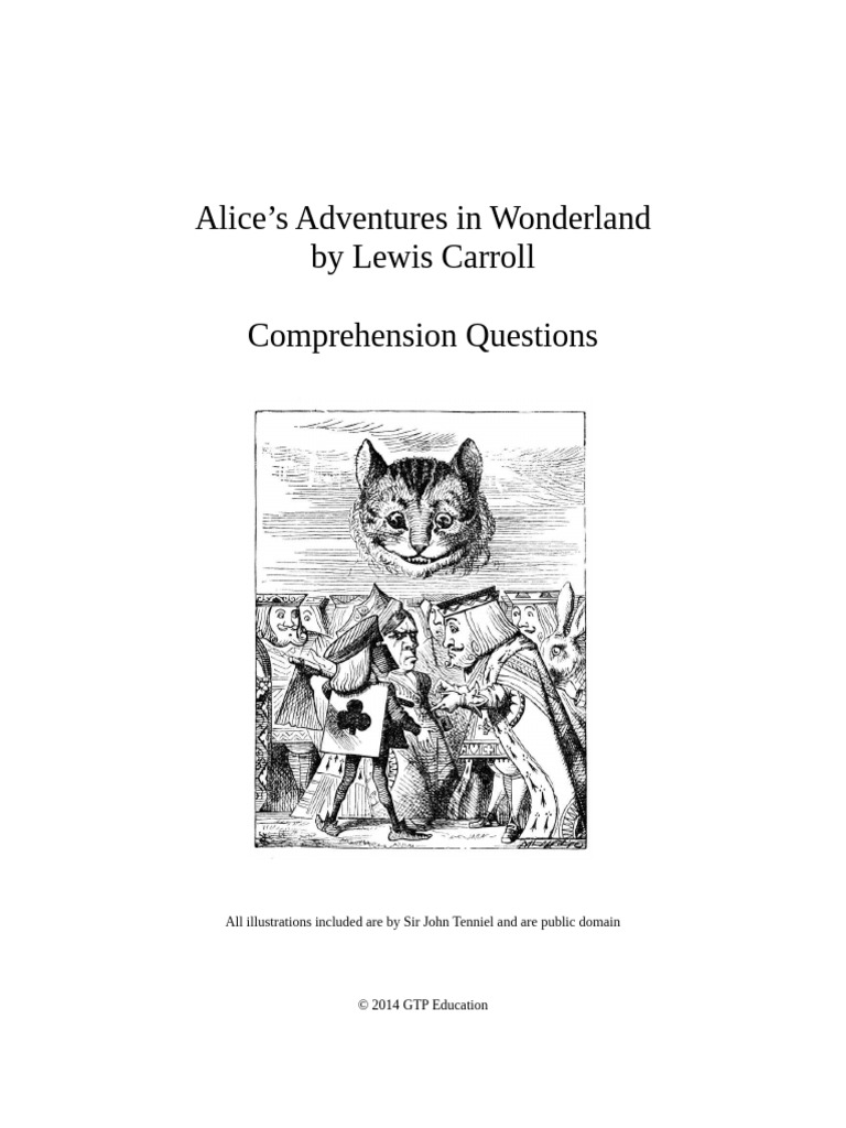 1 - Alice's Adventures in Wonderland (Alice in Wonderland) Novel Study ...