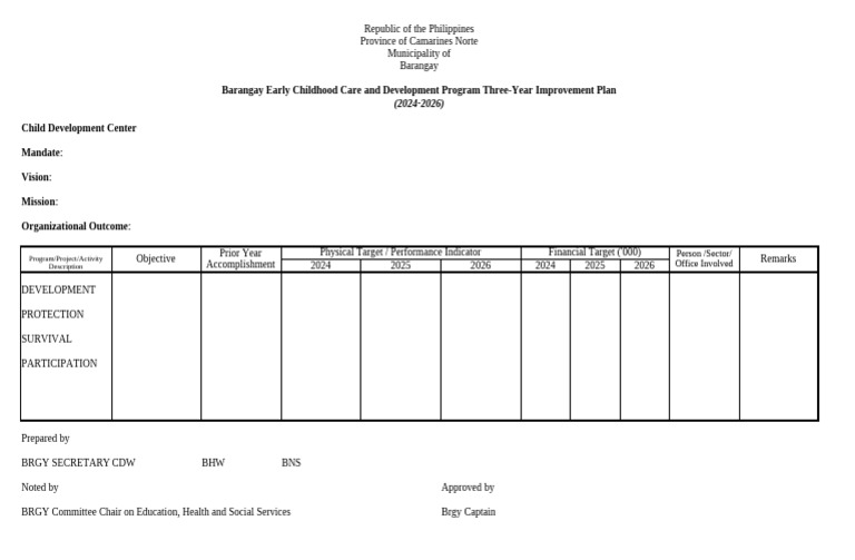 CN - ECCD Three-Year Improvement Plan | PDF