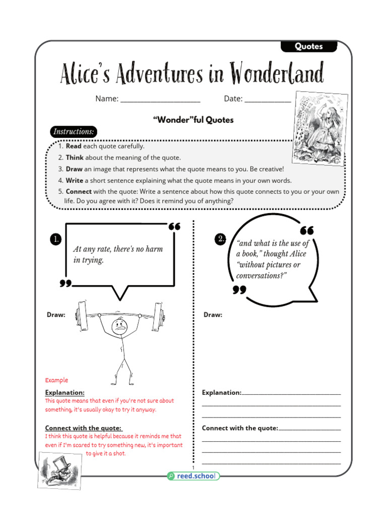 Alice's Adventures in Wonderland: Name: - Date | PDF | Copyright ...