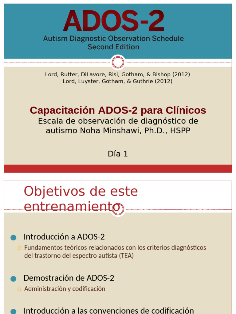 ADOS-2 - Español - ADIPA - Día 1 | PDF | Autismo | Cognición