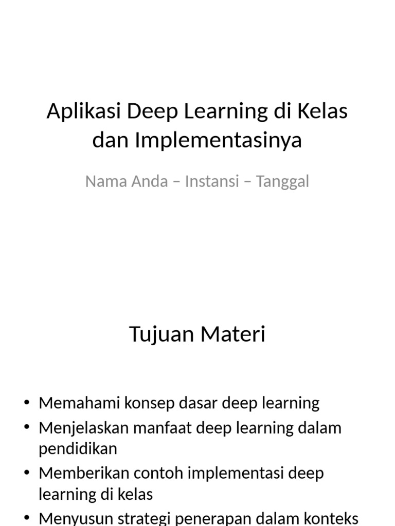 Aplikasi Deep Learning dalam Pendidikan | PDF