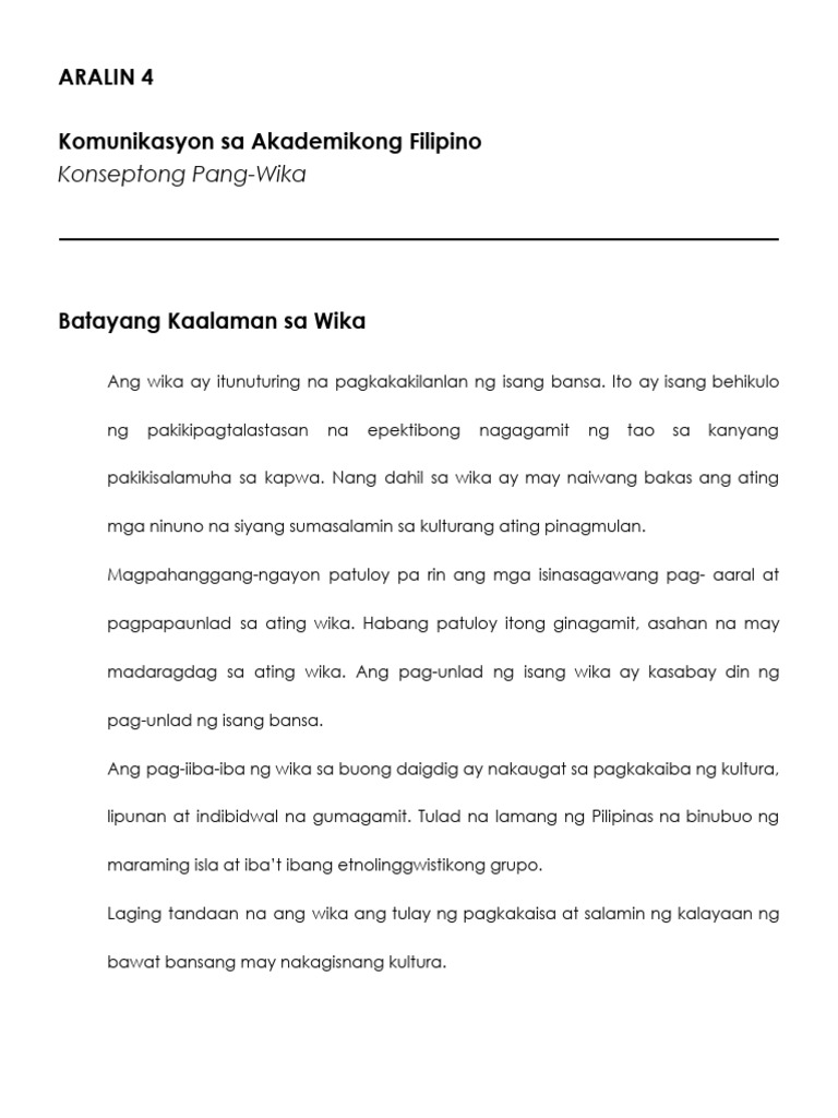 Fil 111 Aralin 4 | PDF