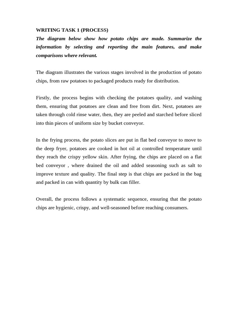 WRITING TASK 1 Potato Chips Process | PDF