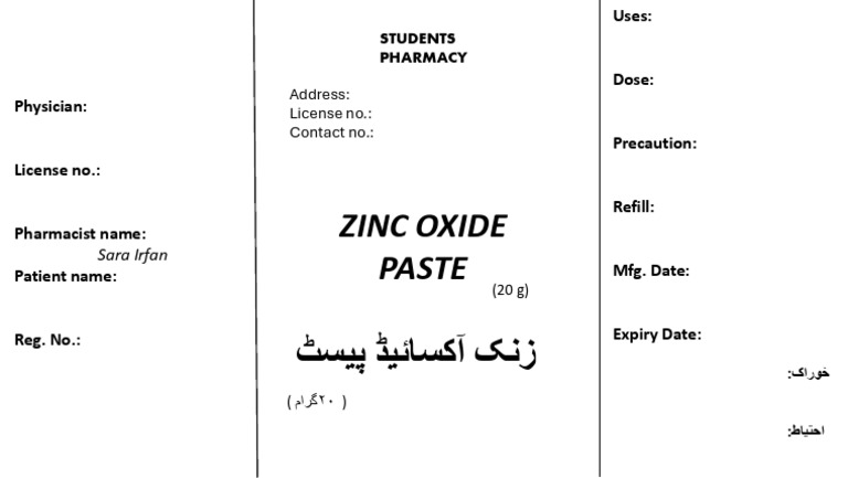 Zinc Oxide Paste | PDF